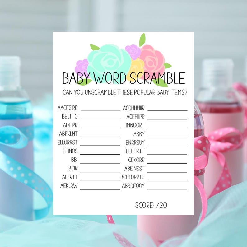 Baby Shower Word Scramble Game: Printable Fun (digital Download) - Etsy