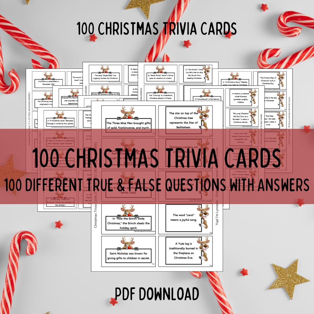 Christmas True or False Trivia Game PDF Download, Digital Download ...