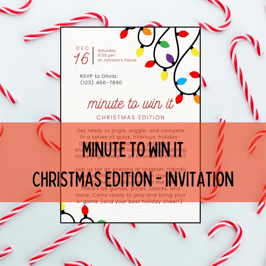 Minute to Win It | Party Invitation | Christmas Minute to Win It ...