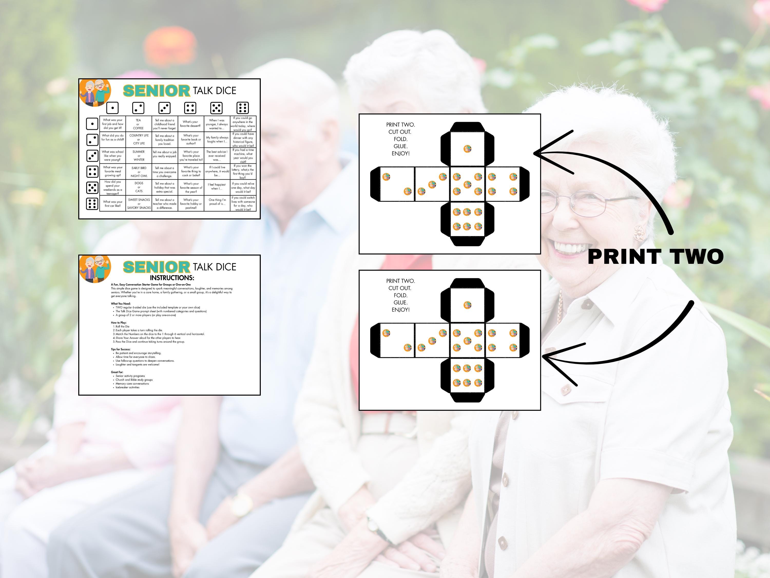 Senior Talk Dice Game: Memory & Storytelling Prompts (PDF Download) - Etsy