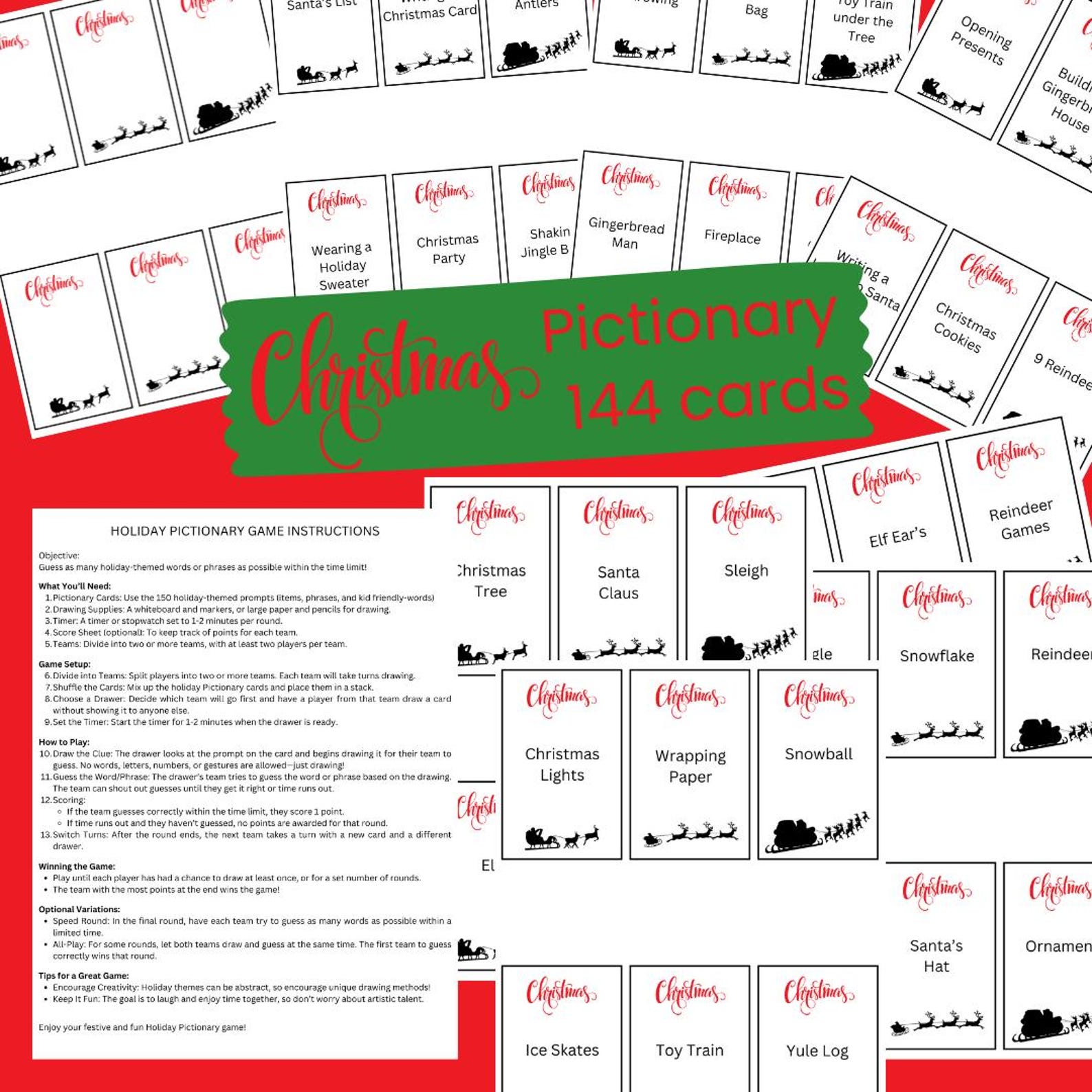 Pictionary Christmas Pictionary Themed Game Printable Christmas Game of ...