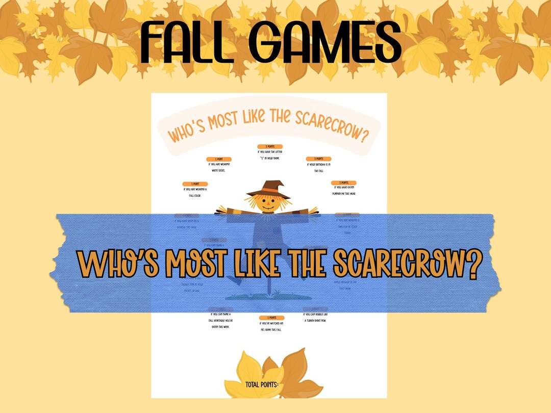 Fall Scarecrow Game: Who's Most Like, Printable Party Game (PDF ...