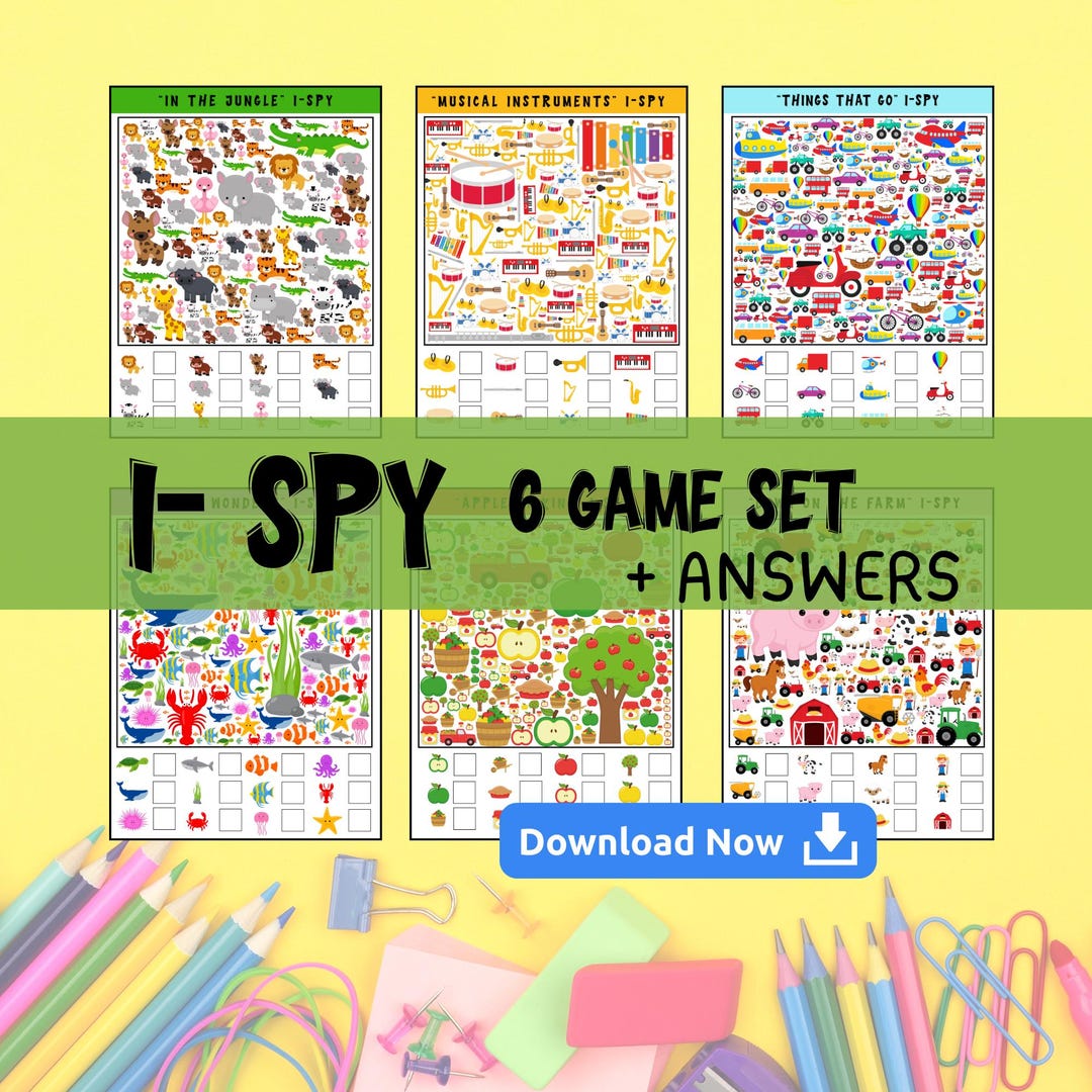 I Spy Printable Game Bundle: Early Learning Activity Sheets (PDF ...