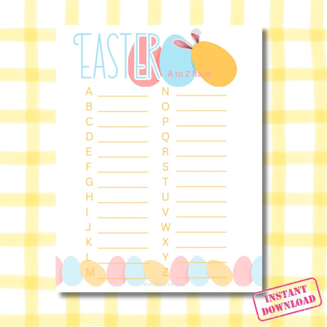 Easter A to Z Race Game | Printable Alphabet Challenge (instant ...