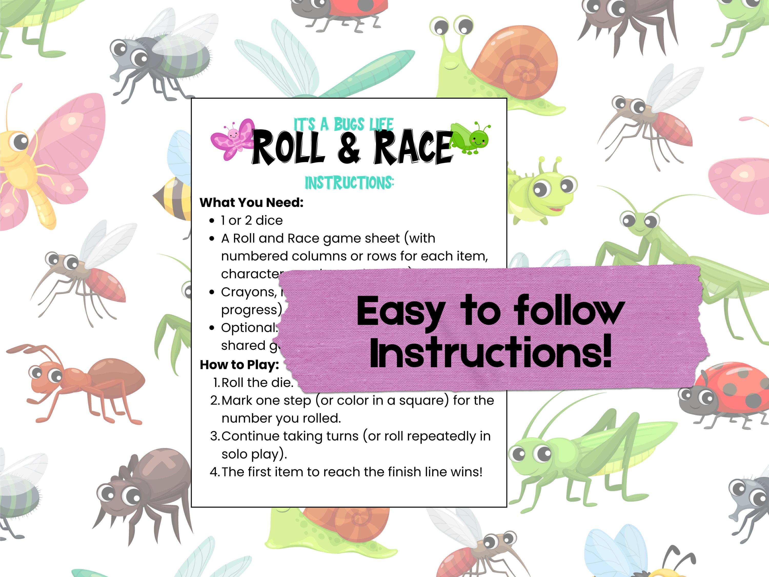 Roll and Cover | Race and Roll | Its a Bugs Life | Preschool Dice Game ...
