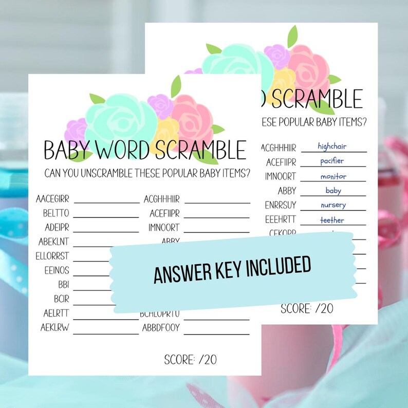 Baby Shower Word Scramble Game: Printable Fun (digital Download) - Etsy
