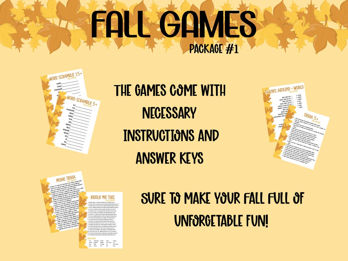 Fall Scarecrow Game: Who's Most Like, Printable Party Game (PDF ...