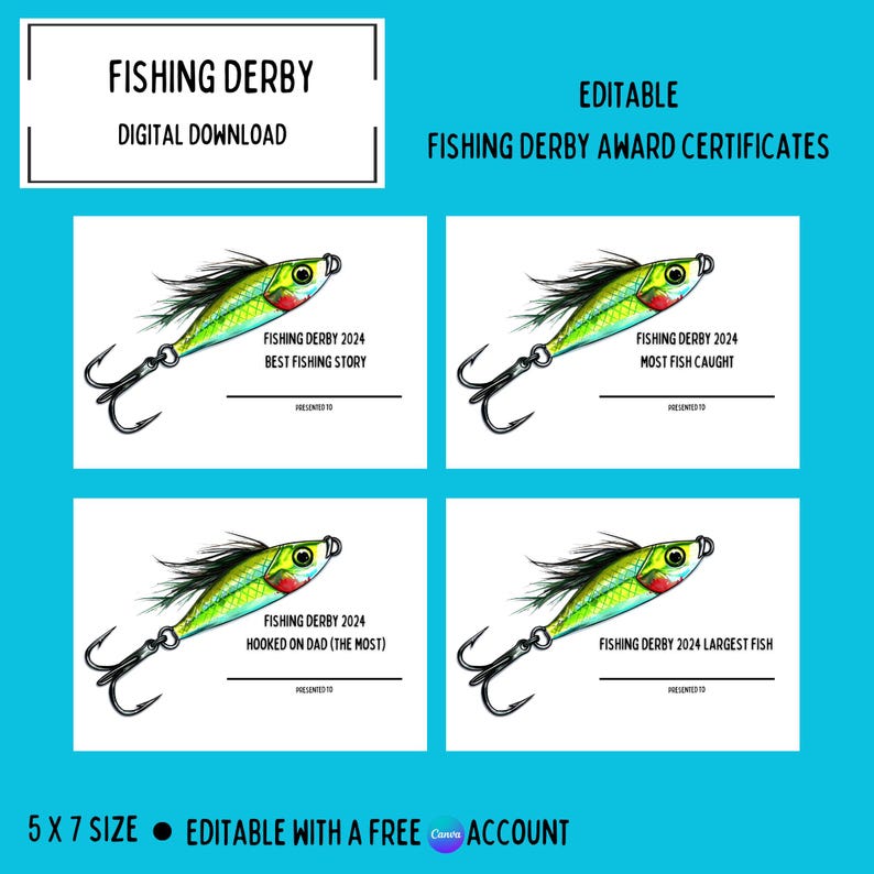 Fishing Derby Printable Kit: Kids Party Invitation, Awards, and Log ...