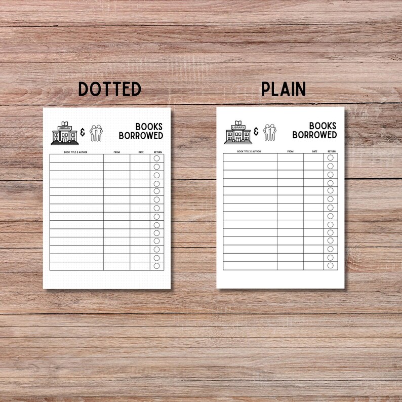 Books Borrowed Tracker – Printable Bullet Journal Page (letter + A5 ...