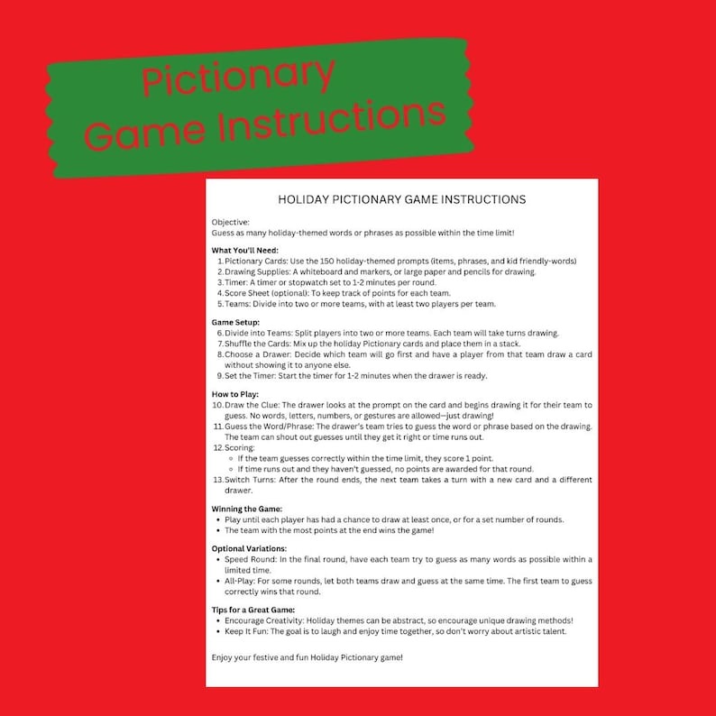 Pictionary | Christmas Pictionary Themed Game | Printable Christmas ...