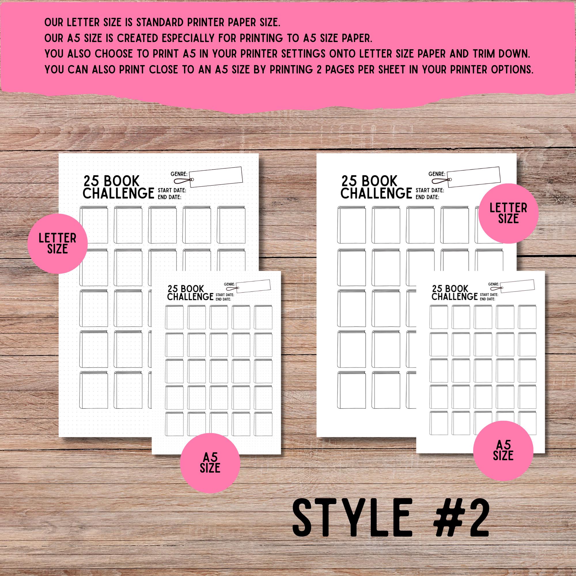 Book Challenge Tracker Printable | A5 + Letter Size (digital Download ...