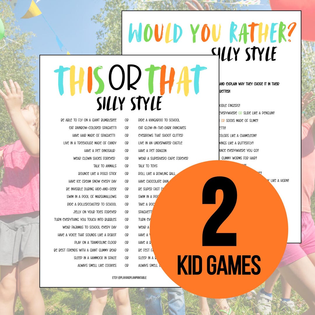Silly 'this or That' & 'would You Rather' Kids Games (digital Download ...