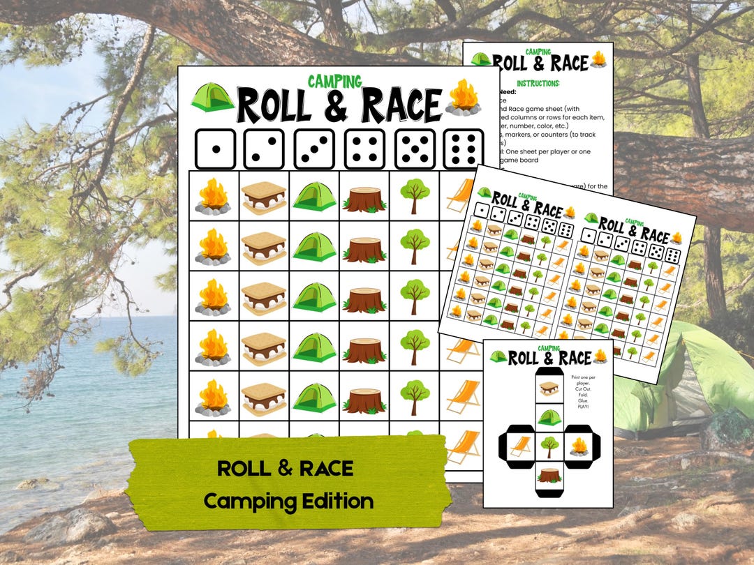 Camping Roll and Race Game: Kids' Printable Dice Game (PDF Download) - Etsy