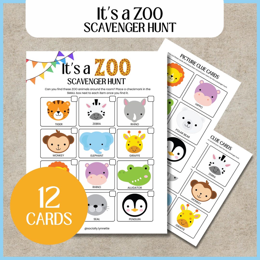Zoo Scavenger Hunt | Pre-k Scavenger Hunt for Zoo Animals - Etsy
