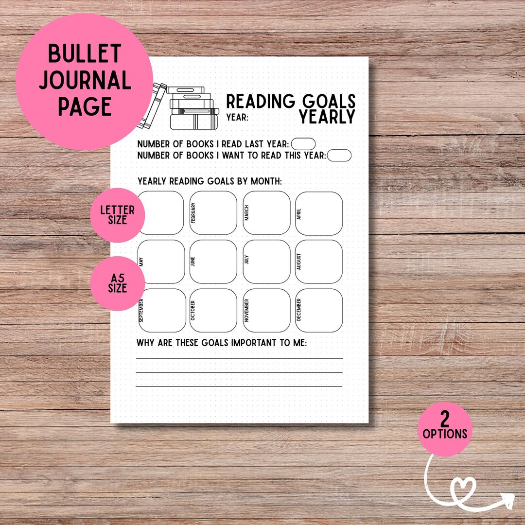 Printable Reading Goals Tracker | A5 & Letter Size (digital Download ...