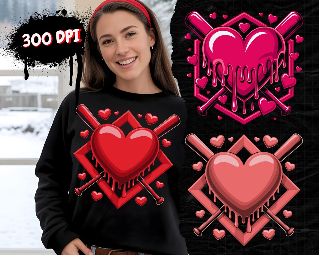 Melting Heart Baseball Bats Valentine's Day SVG - Cricut & Silhouette ...