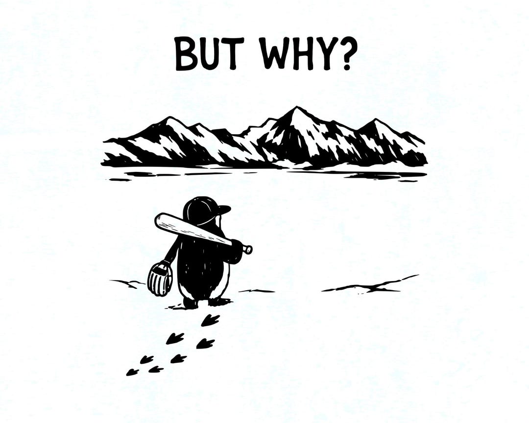 But Why Penguin Baseball Meme PNG, Retro Design (digital Download) - Etsy