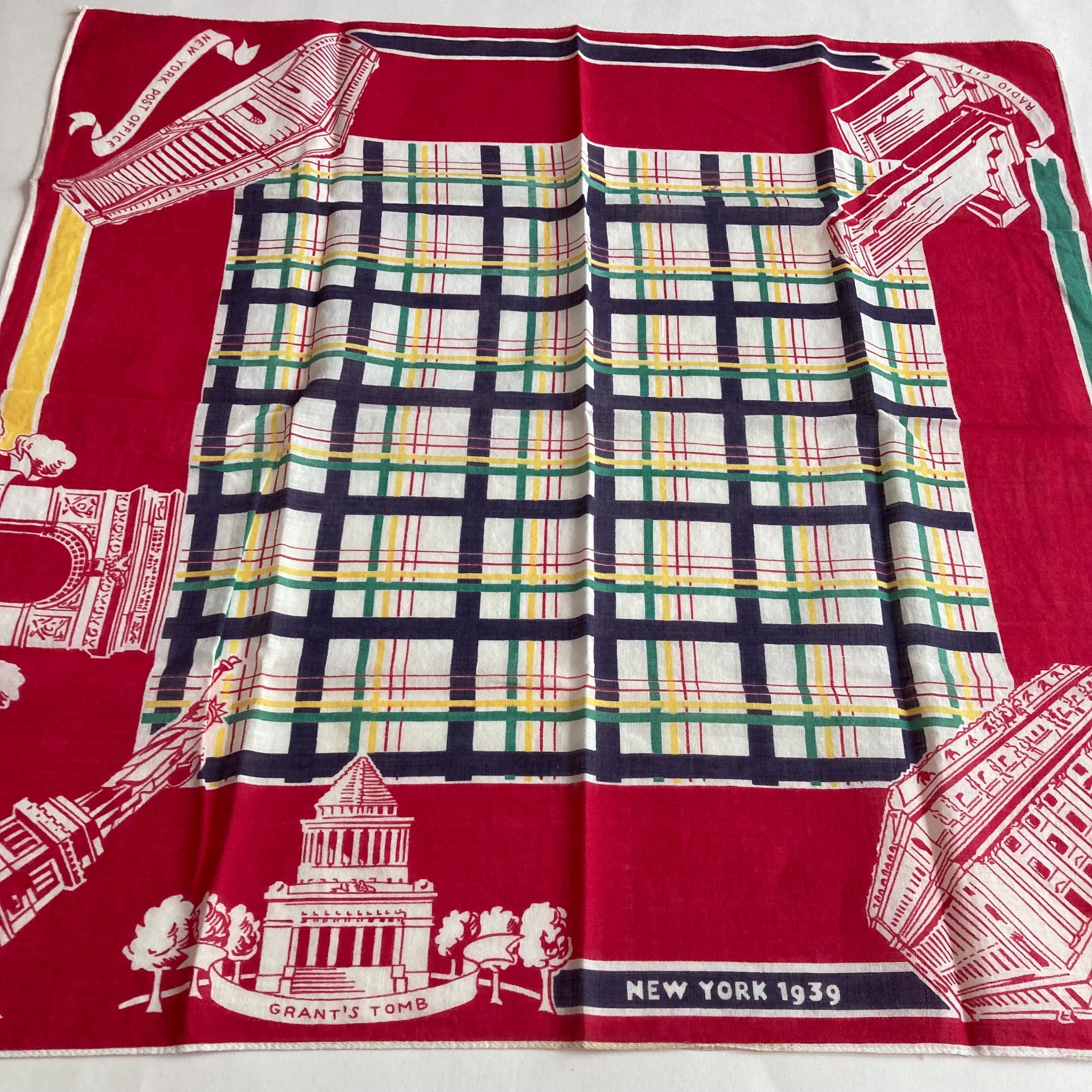 Vintage 1939 New York Worlds Fair Souvenir Scarf, Cotton Printed ...