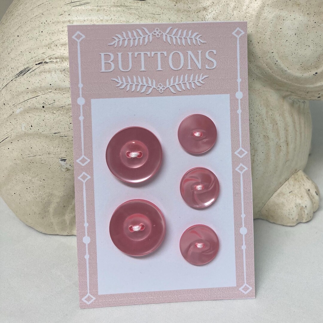 Vintage Pink Lustre Button Set, Vtg Set of 5 Plastic Two Hole Buttons ...