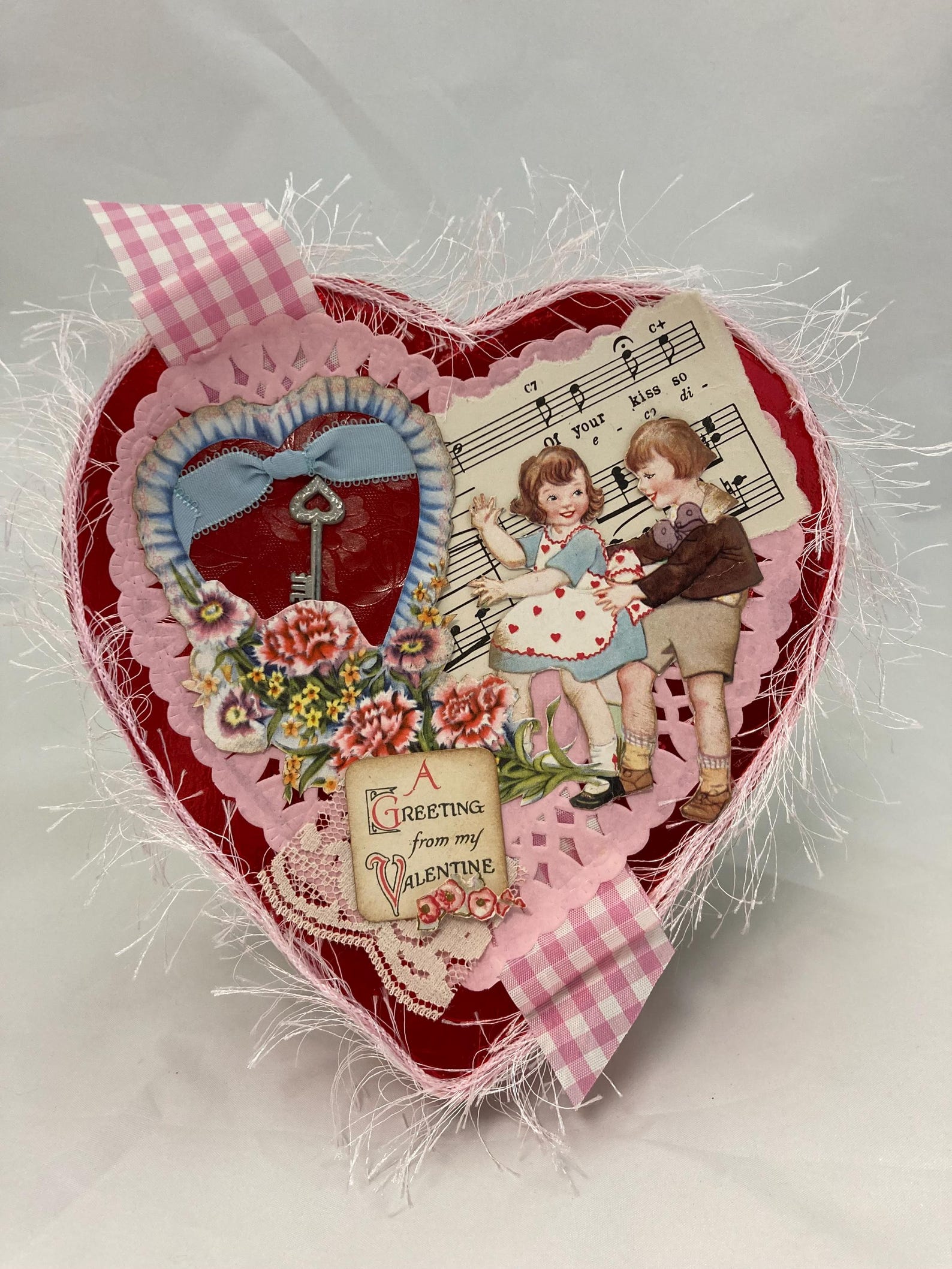 Vintage Style Heart Box Decor, Valentines Day Embellished Candy Box ...