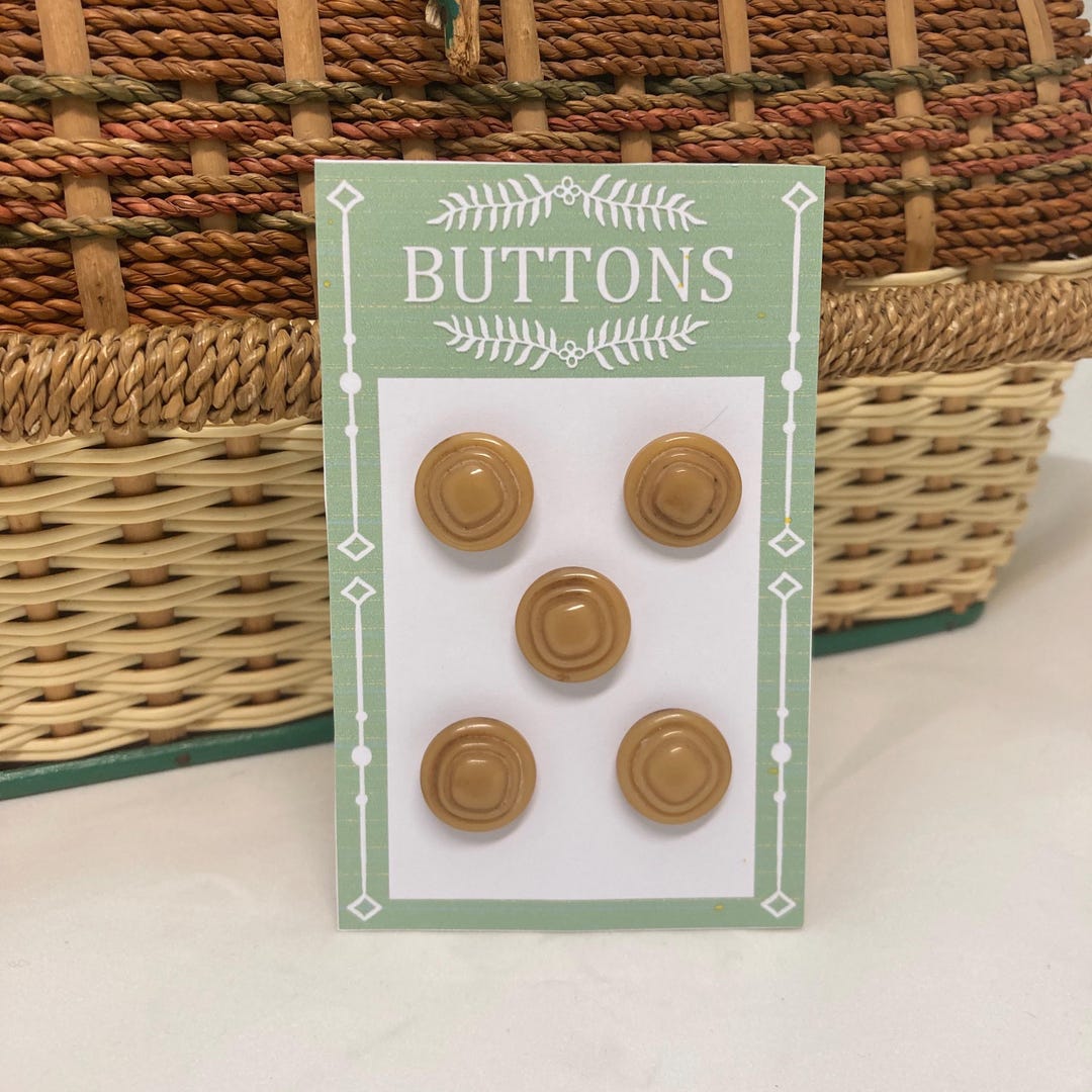 Vintage Butterscotch Yellow Button Set, Vtg Set of 5 Plastic Metal ...