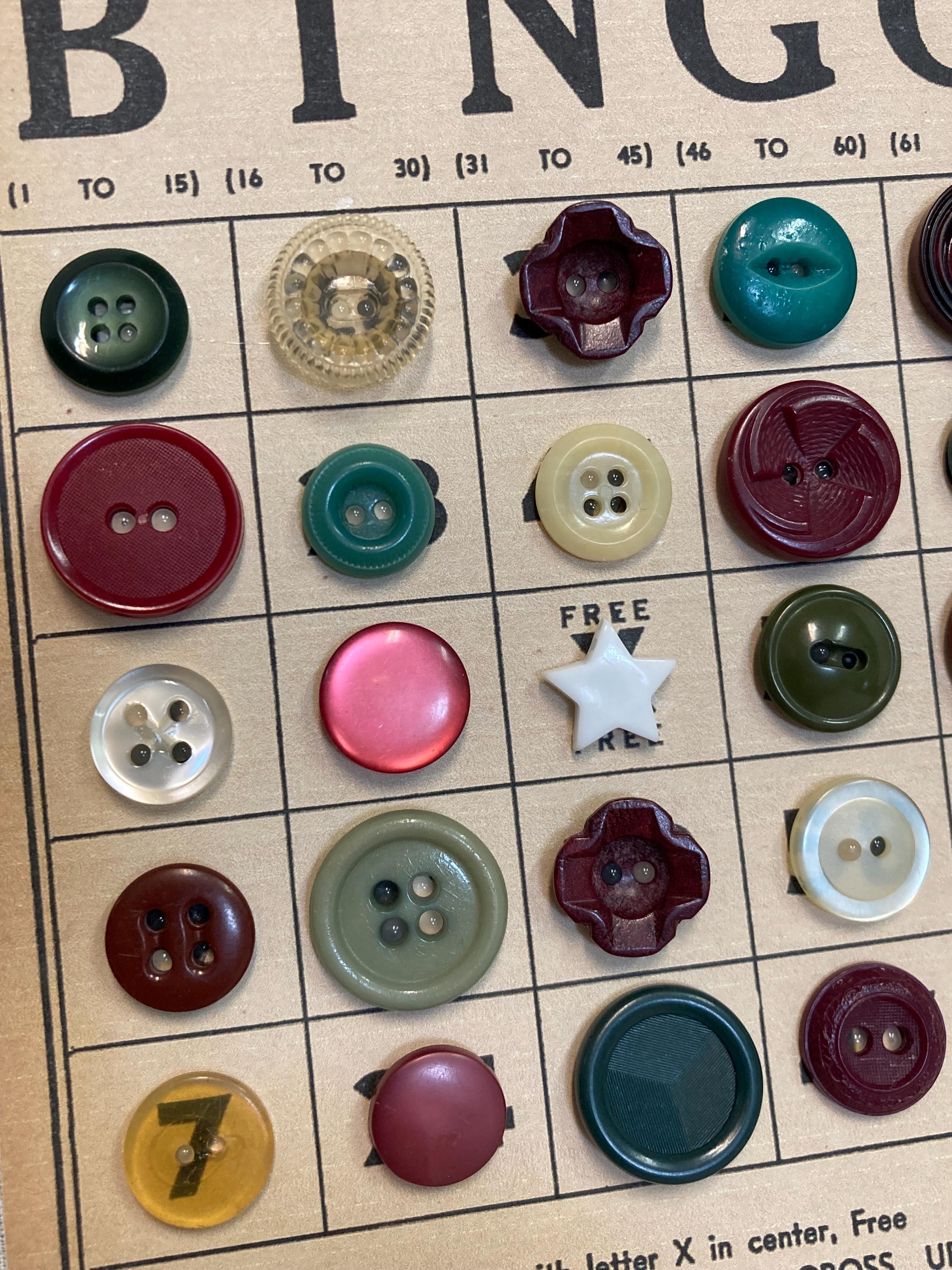 Vintage Button BINGO Card Assemblage, Holiday Decor Mixed Button ...