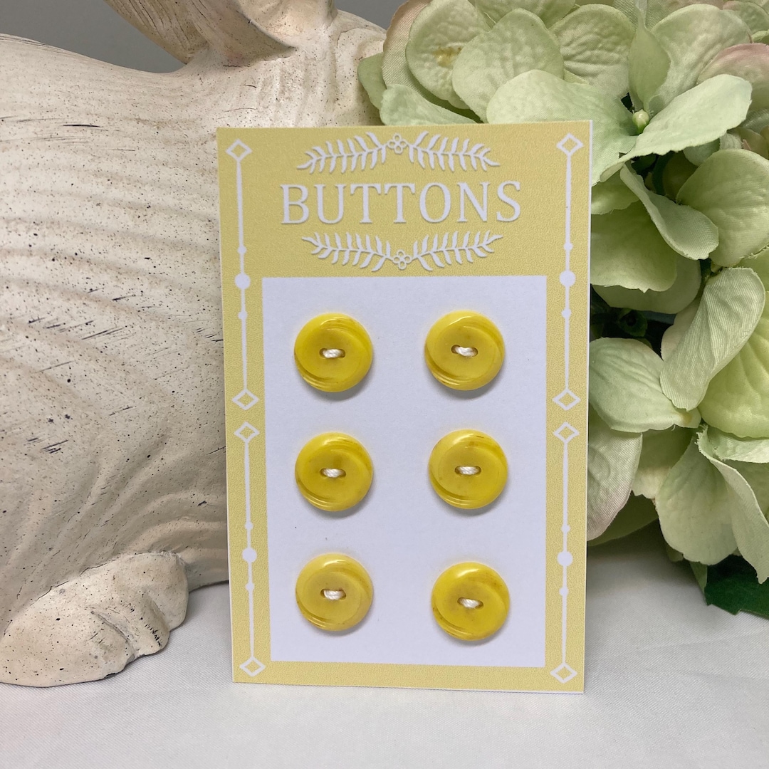 Vintage Yellow Button Set, Plastic 1960s Dress Blouse Buttons, Mid ...