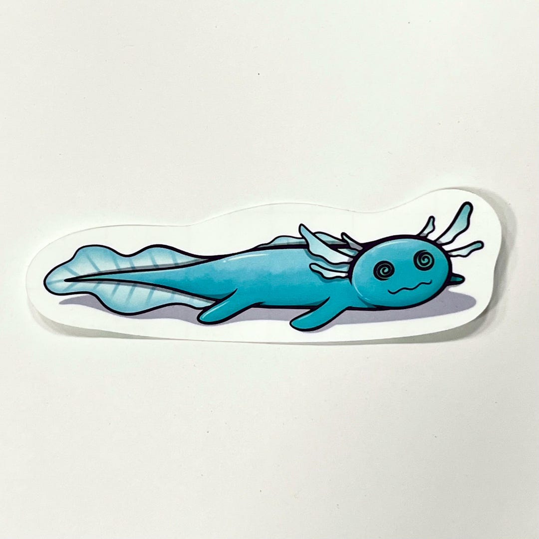 Teal Axolotl Vinyl Sticker - Etsy