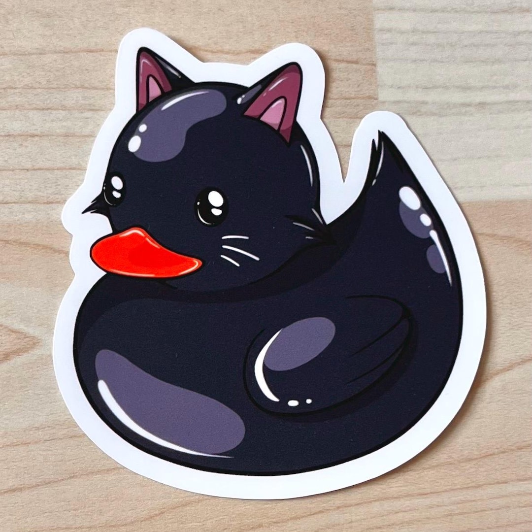 Black Cat Rubber Duck Vinyl Sticker - Etsy
