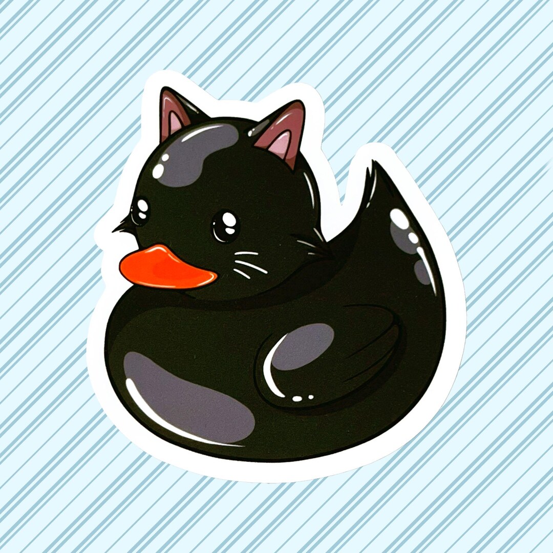 Black Cat Rubber Duck Vinyl Sticker - Etsy