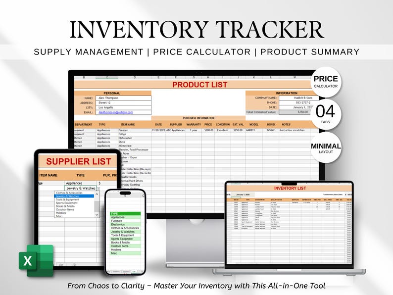 Inventory Tracker Excel Sheet Template, Inventory Tracker Spreadsheet ...