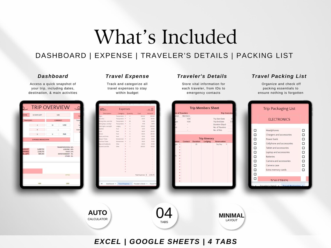 Travel Planner Excel, Travel Planner Spreadsheet, Digital Holiday Plan ...