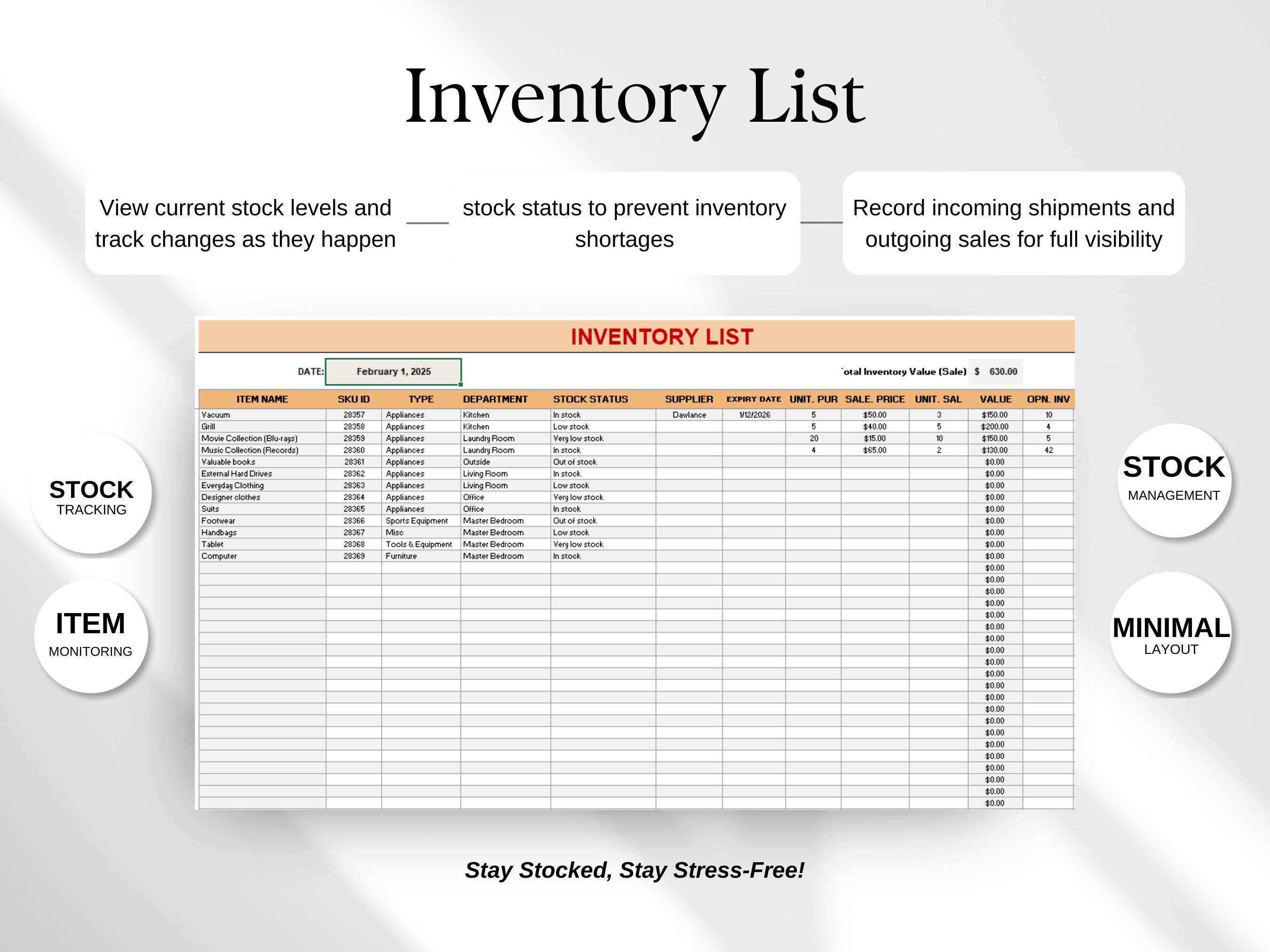 Inventory Tracker Excel Sheet Template, Inventory Tracker Spreadsheet ...