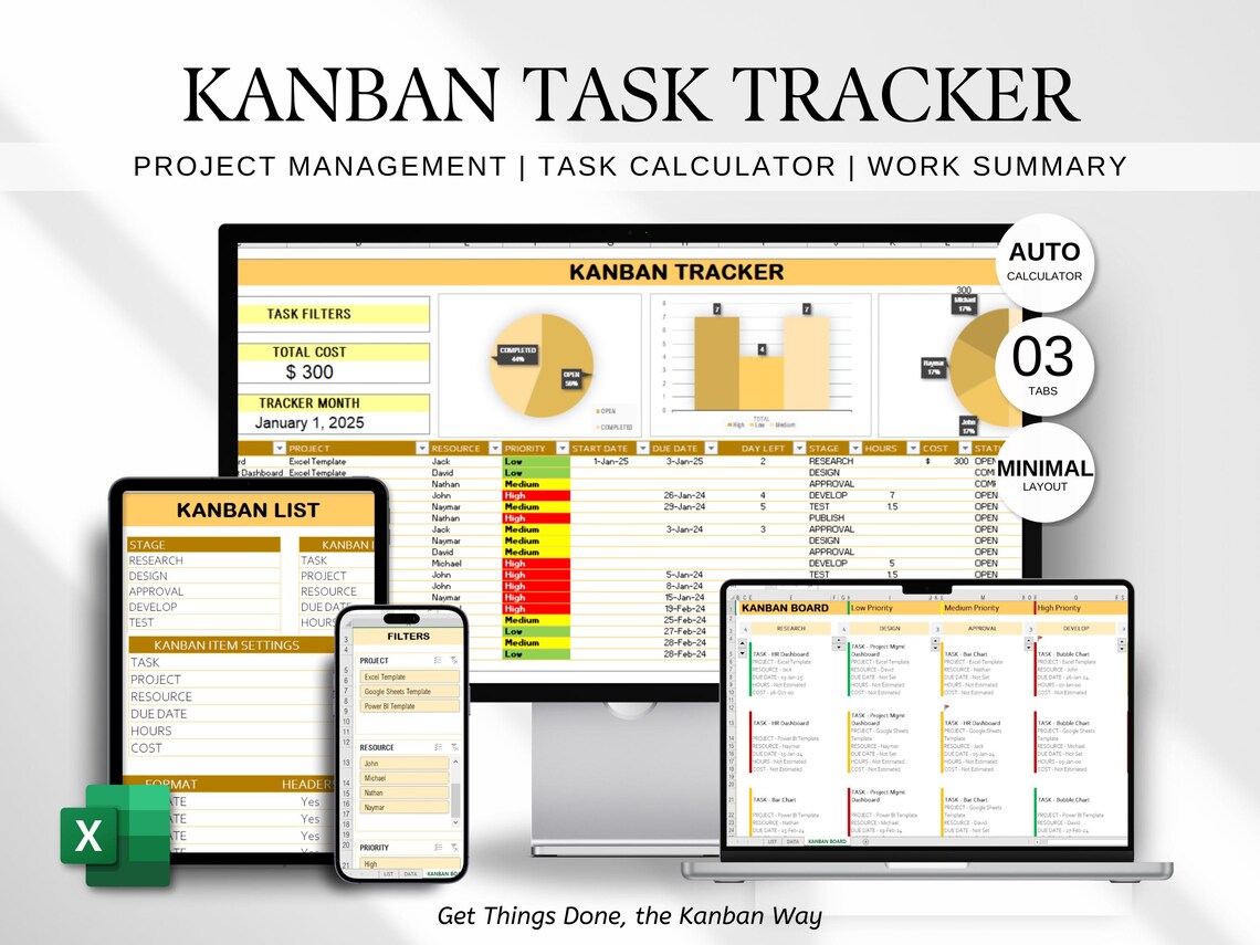 Kanban Excel Sheet Kanban Board Excel Kanban Board Kanban Task Tracker ...