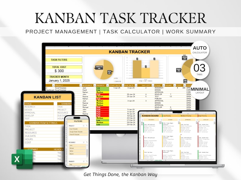 Kanban Excel Sheet Kanban Board Excel Kanban Board Kanban Task Tracker ...