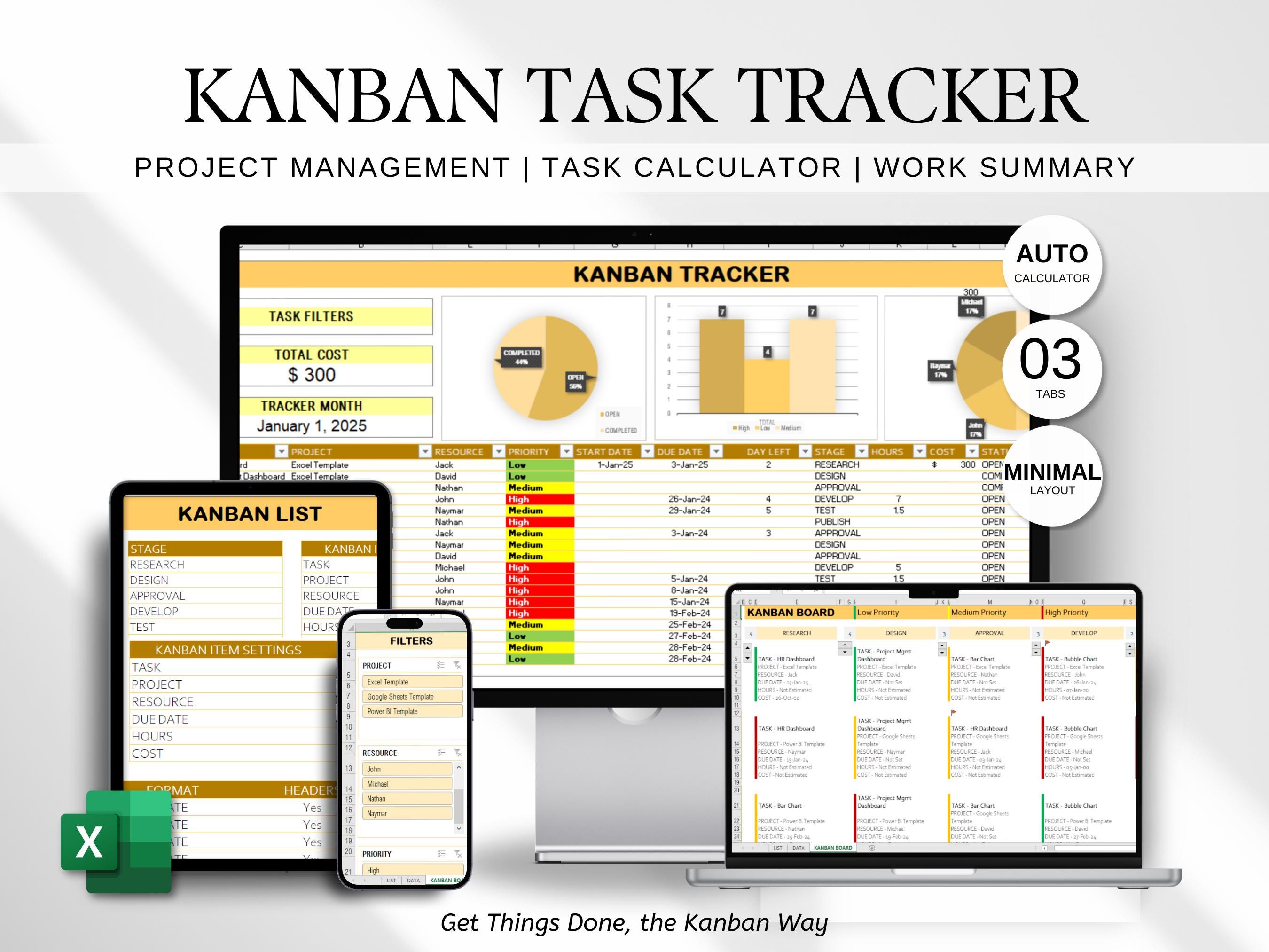 Kanban Excel Sheet Kanban Board Excel Kanban Board Kanban Task Tracker ...