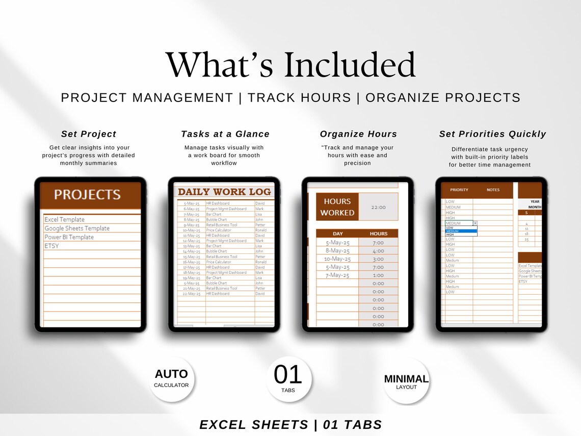 Daily Work Log Excel Spreadsheet, Time Management (digital Download) - Etsy