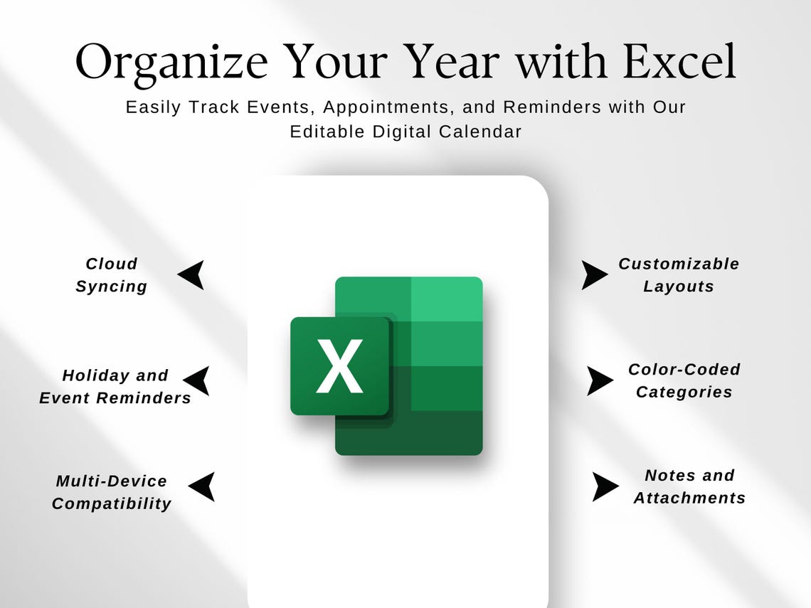 2025 Excel Calendar, Excel Monthly Calendar 2025, Task Tracker Excel ...