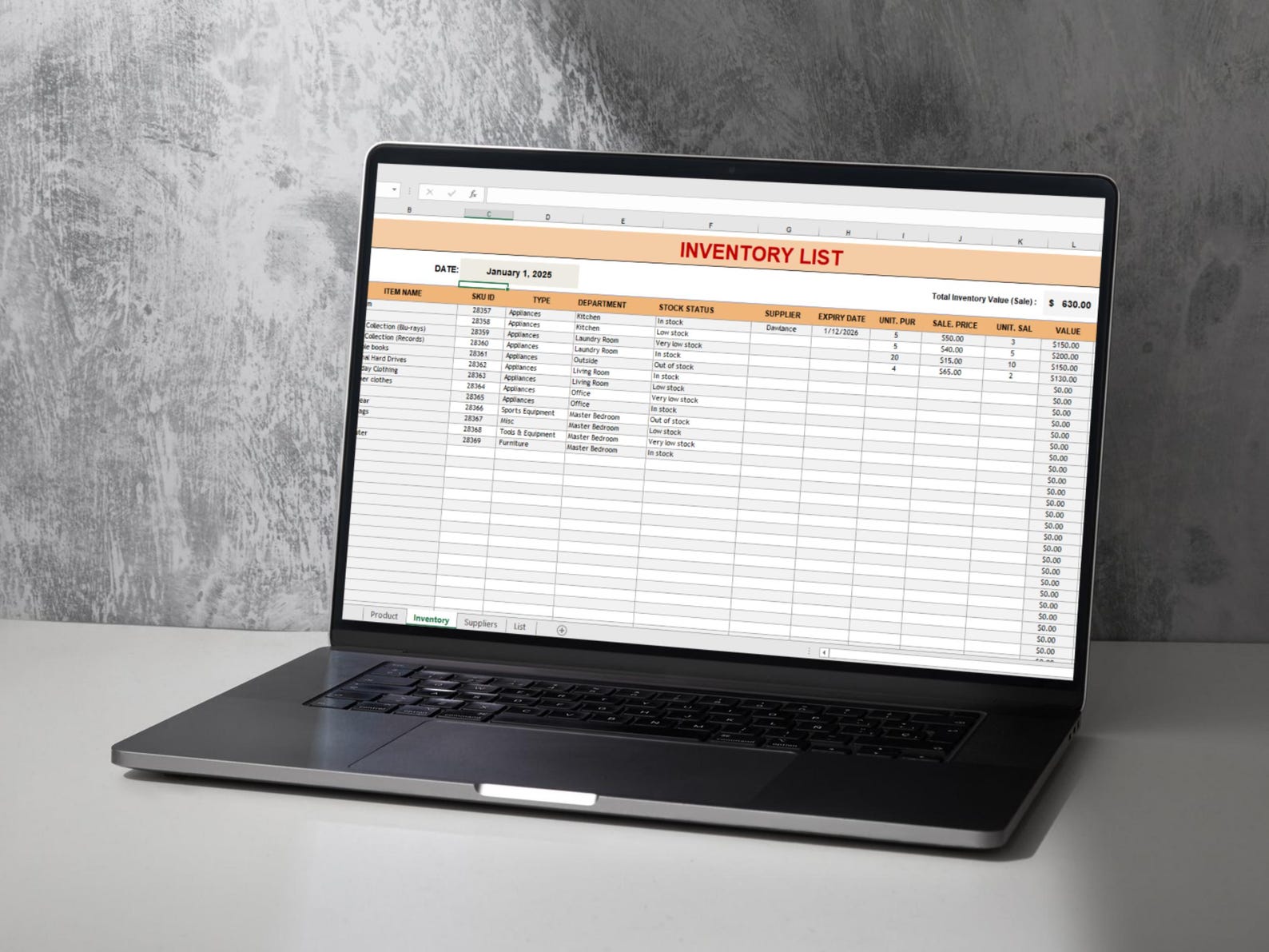 Inventory Tracker Excel Sheet Template, Inventory Tracker Spreadsheet ...