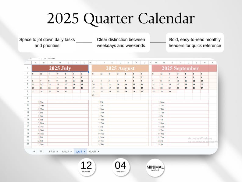 2025 Google Sheet Calendar, Google Monthly Calendar 2025, Task Tracker ...
