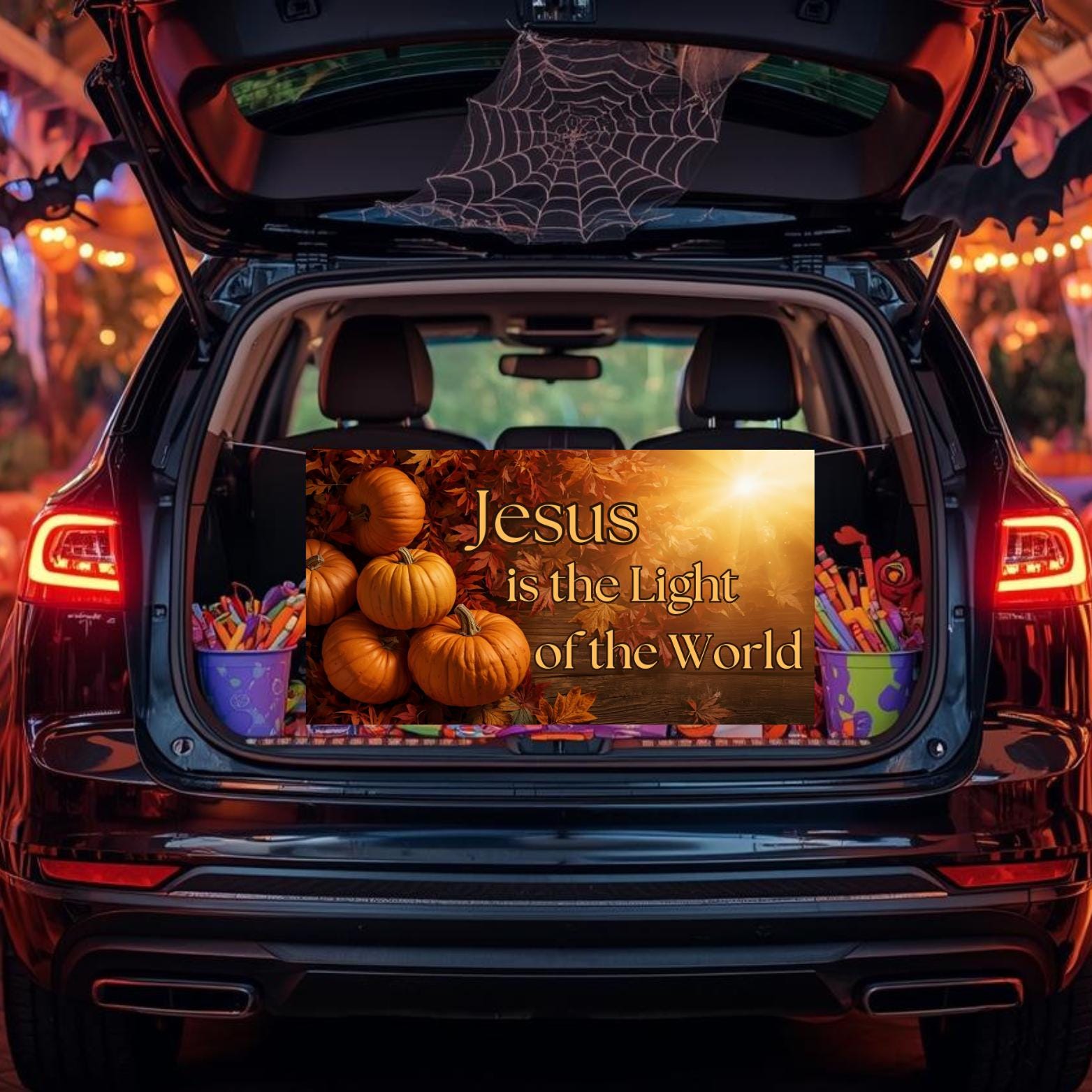 Trunk or Treat Happy Halloween Banner, Christian Banner, Fall ...