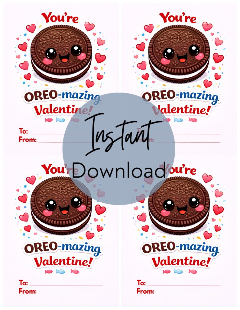 Printable Oreo Kids Valentine's Day Class Exchange Cards, Oreo ...