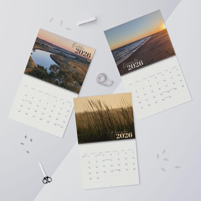 2026 Monthly Edisto Beach Wall Calendar, Coastal Art Wall Decor, South ...