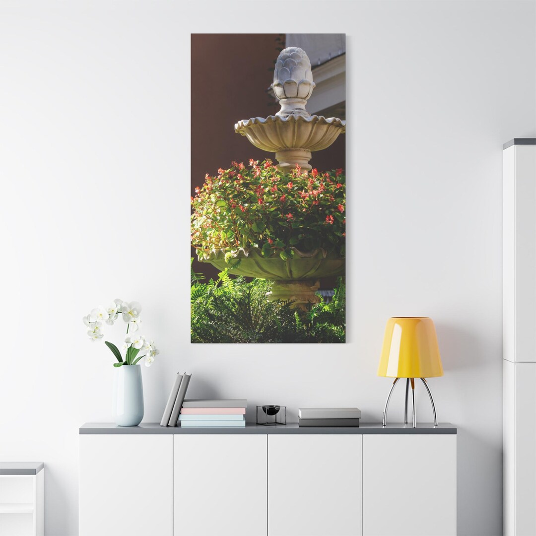 Charleston Fountain and Flowers Canvas Wall Art - Charleston Decor ...