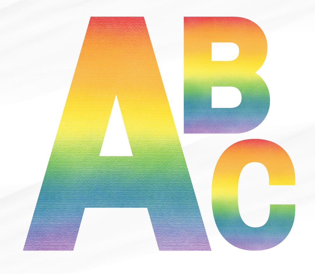 Rainbow Paint Texture PNG Alphabet Letters A-Z, Numbers 0-9 Printable ...