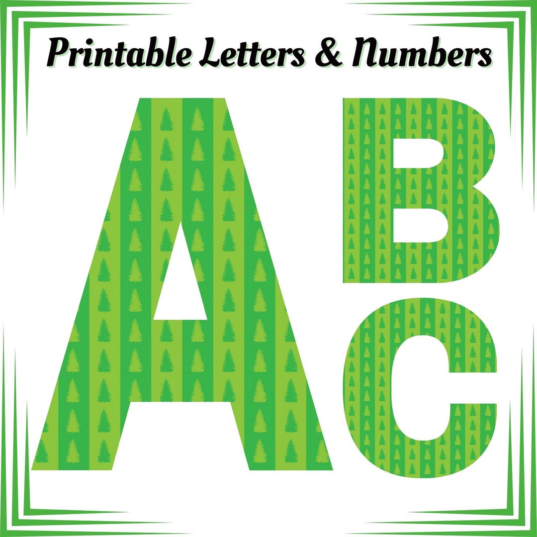 Christmas Tree PNG Alphabet Letters A-Z, Numbers 0-9 Printable ...