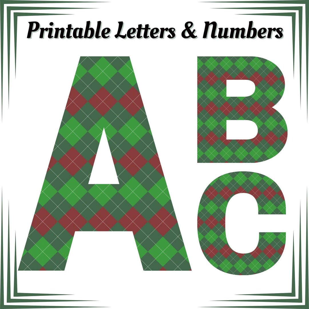 Christmas Argyle PNG Alphabet Letters A-Z, Numbers 0-9 Printable ...