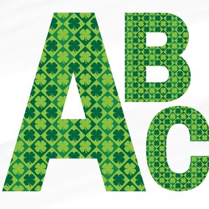 Irish Shamrock Clover PNG Alphabet Letters A-Z, Numbers 0-9 Printable ...