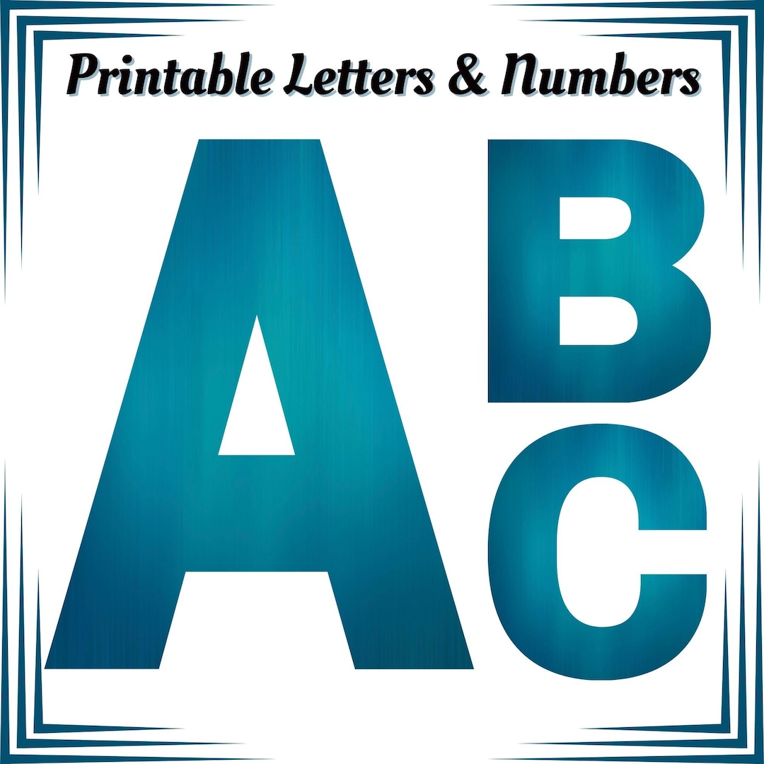 Teal PNG Alphabet Letters A-Z, Numbers 0-9 Printable Resizable Bulletin ...