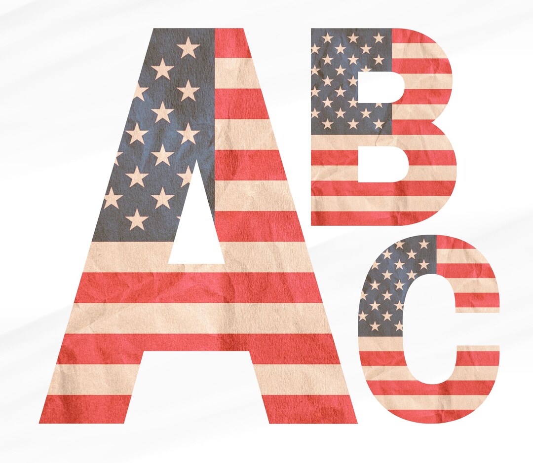 American Flag Paper Texture PNG Alphabet Letters A-Z, Numbers 0-9 ...